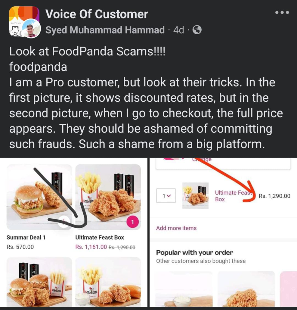 foodpanda is Allegedly Showing Different Prices to Consumers!